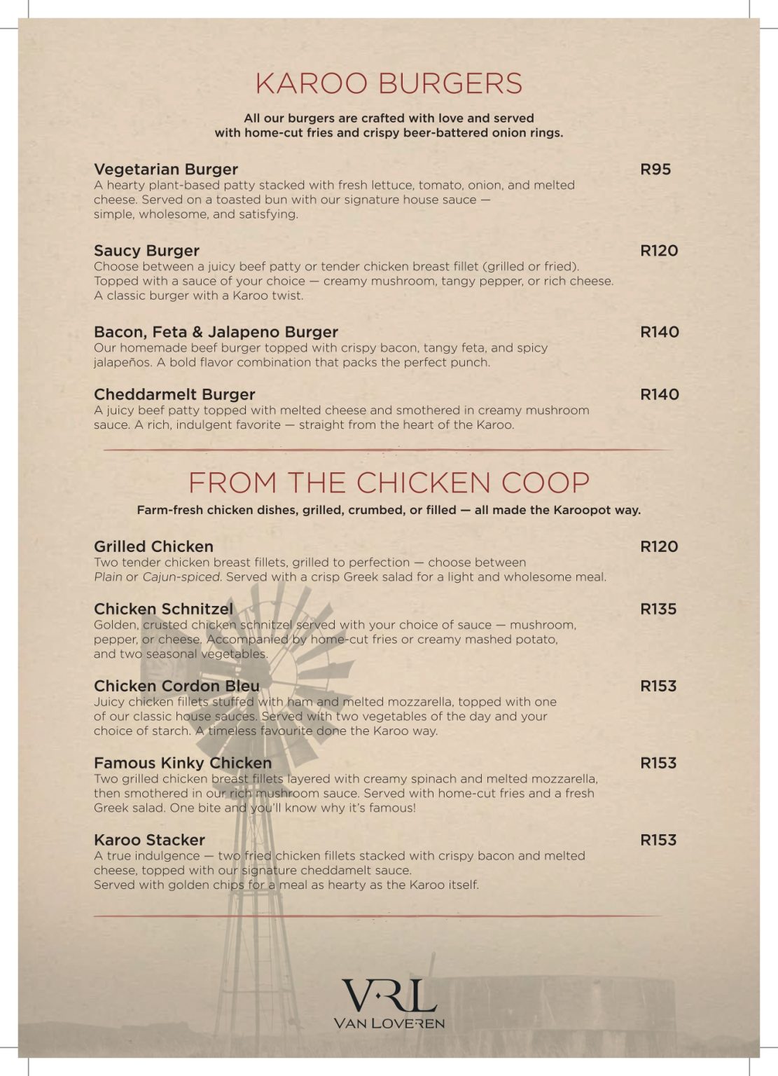 Our Menu - Karoopot Restaurant